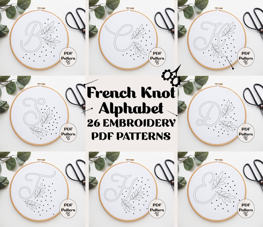 French Knot Alphabet, Hand Embroidery Pattern Pdf, PDF Pattern ...