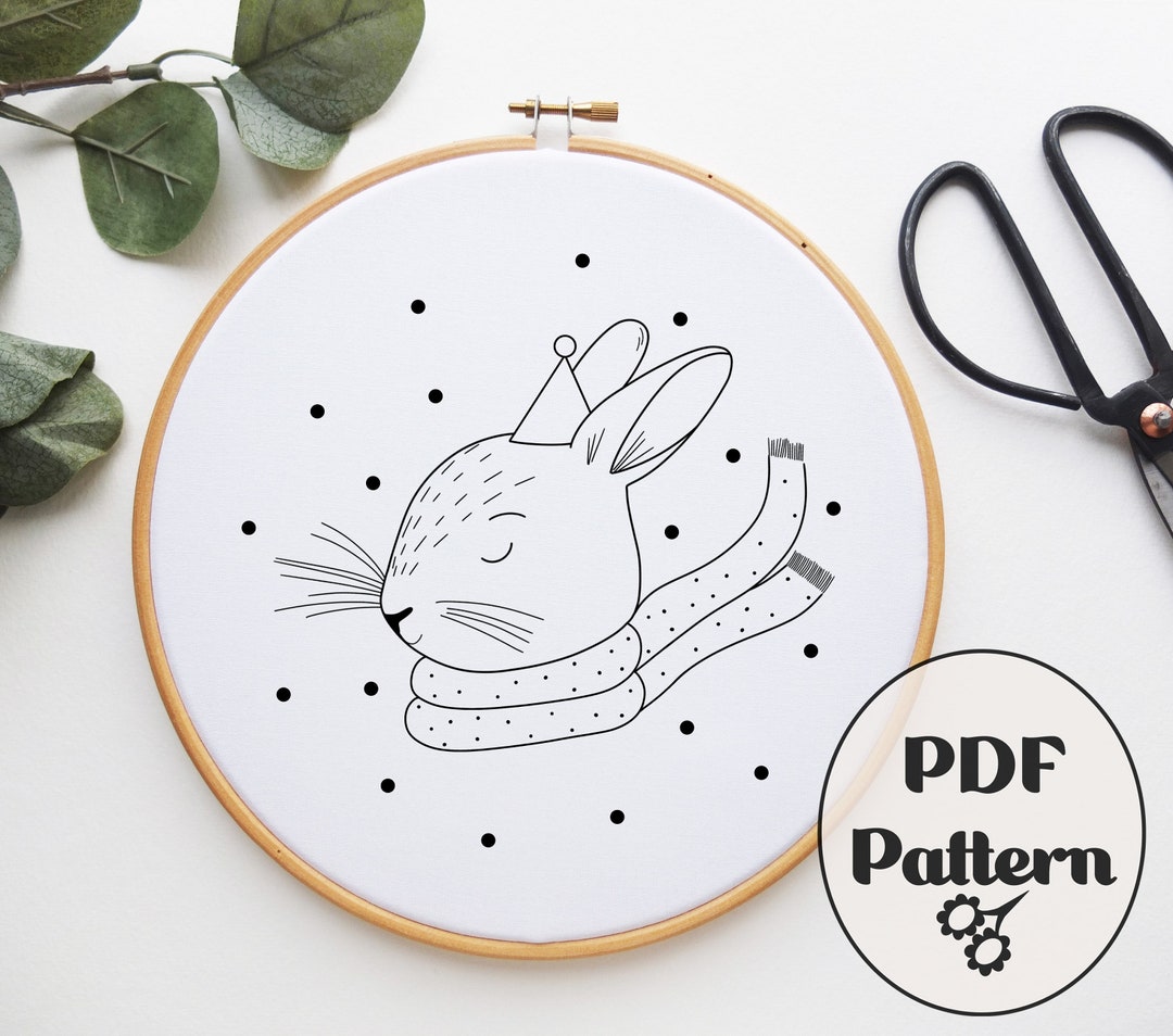 Christmas Rabbit Hand Embroidery Pattern (PDF Download) - Etsy