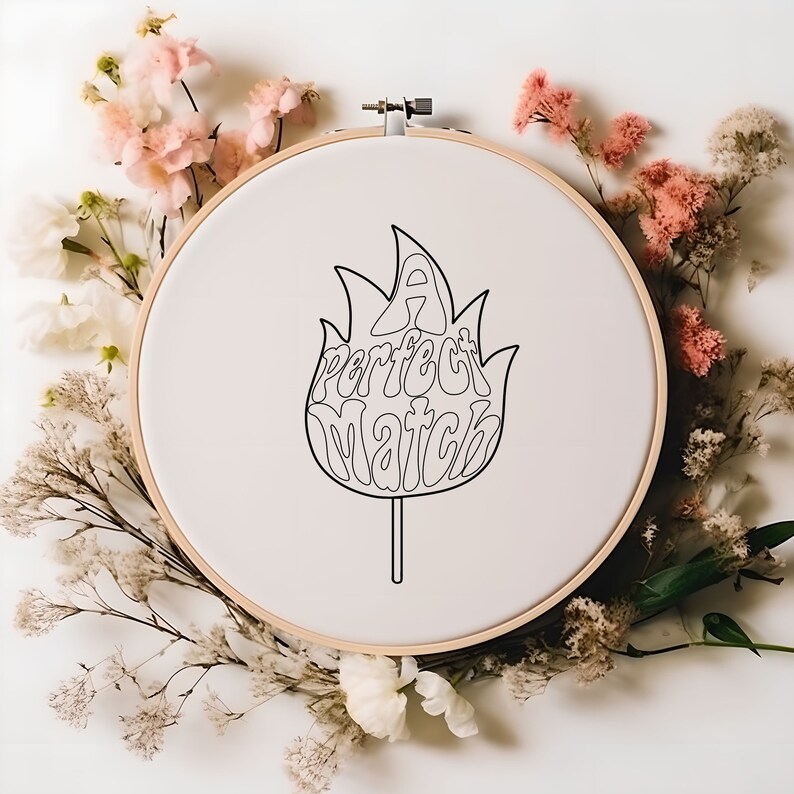 A Perfect Match Hand Embroidery Pattern (PDF) - Etsy