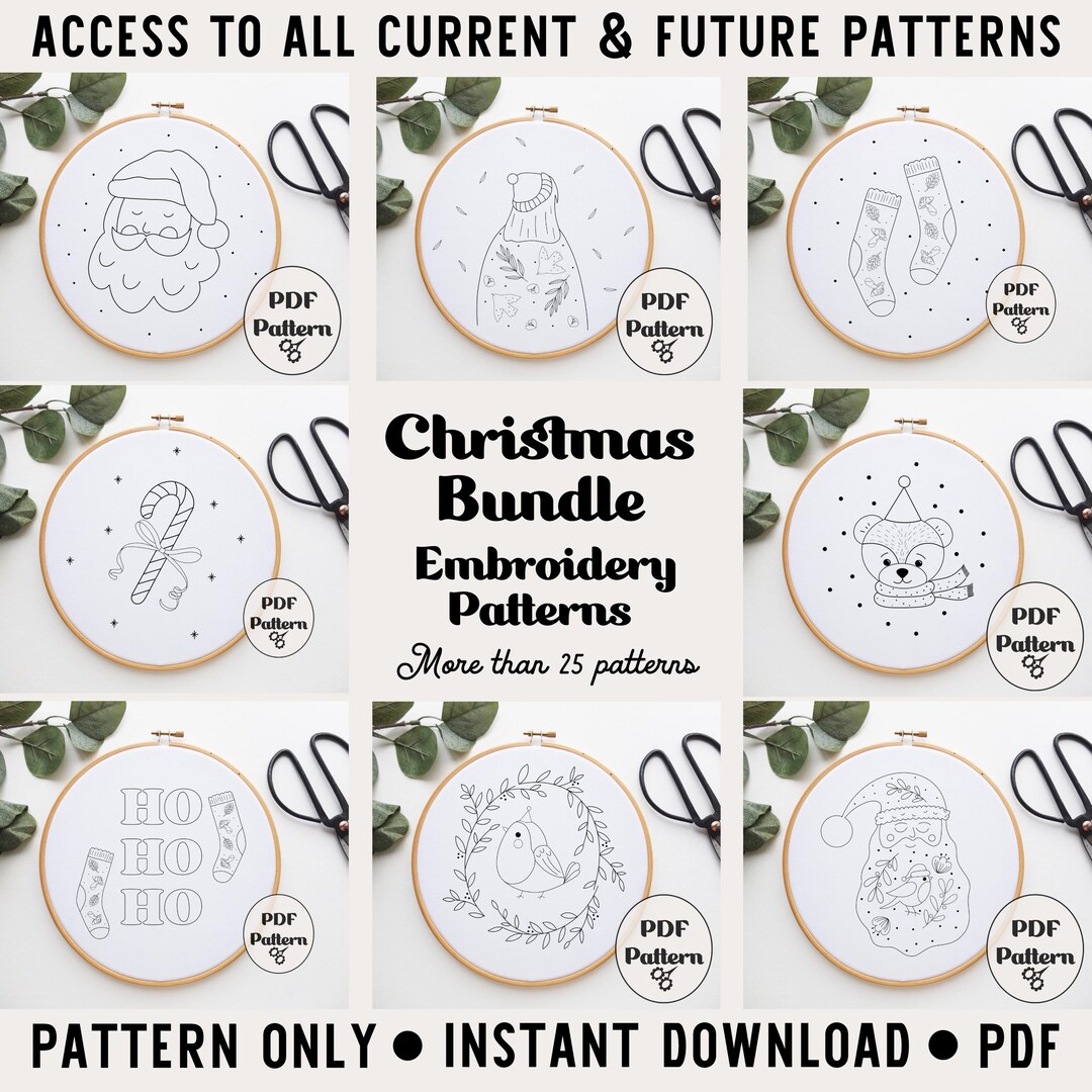 Christmas Embroidery Bundle, Christmas Embroidery Pattern, Embroidery ...