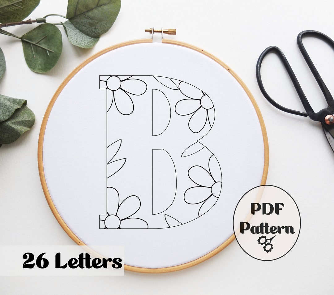 Daisy Alphabet Hand Embroidery Pattern: Spring Floral Letters (PDF ...