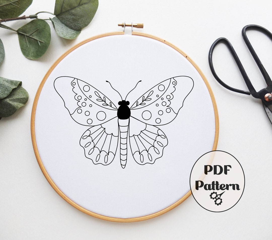 Butterfly Embroidery Pattern, Hand Embroidery Pattern, PDF Pattern ...