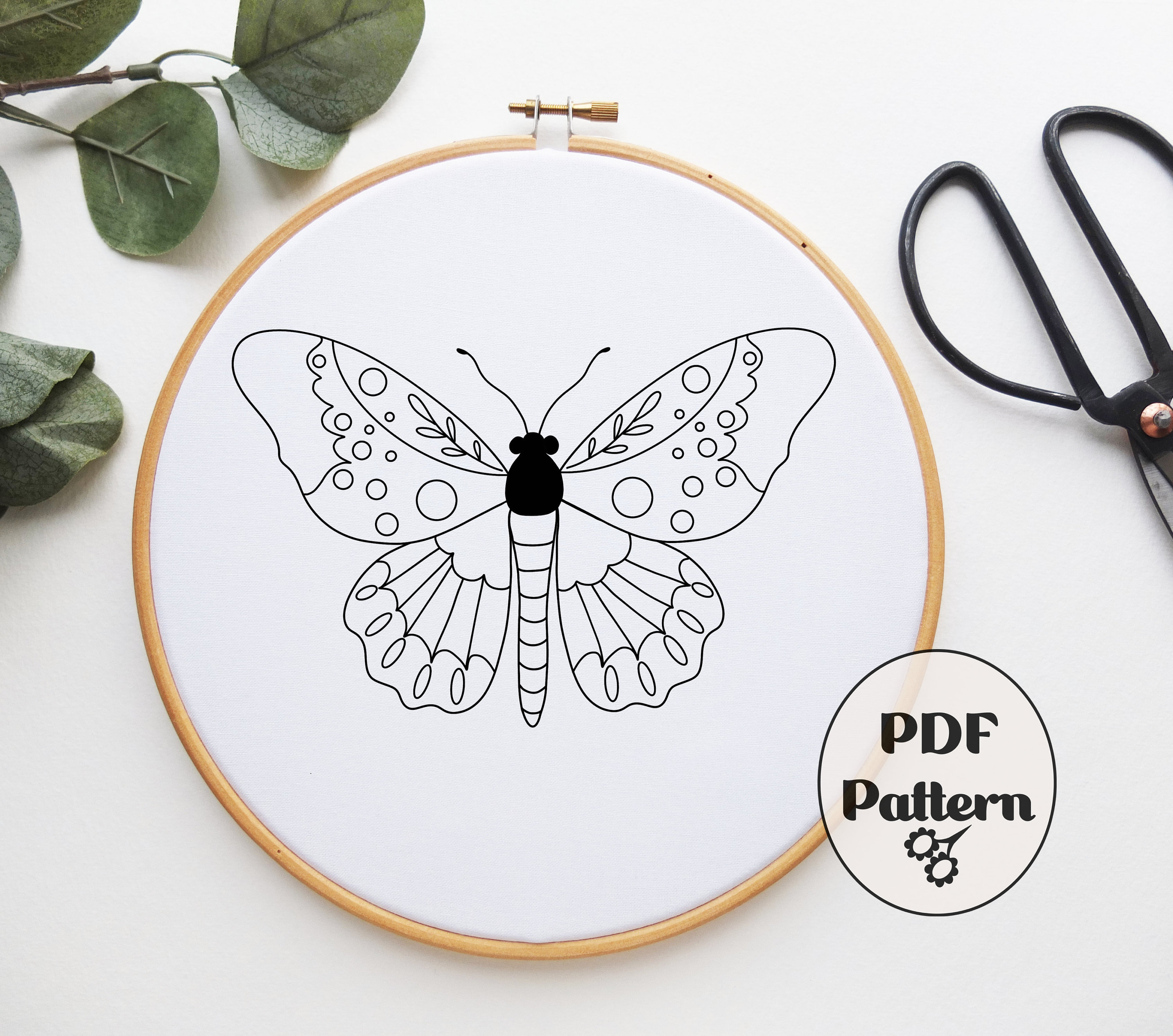 Butterfly Embroidery Pattern, Hand Embroidery Pattern, PDF Pattern ...
