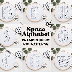 Space Alphabet, Hand Embroidery Pattern Pdf, PDF Pattern, Galactic ...