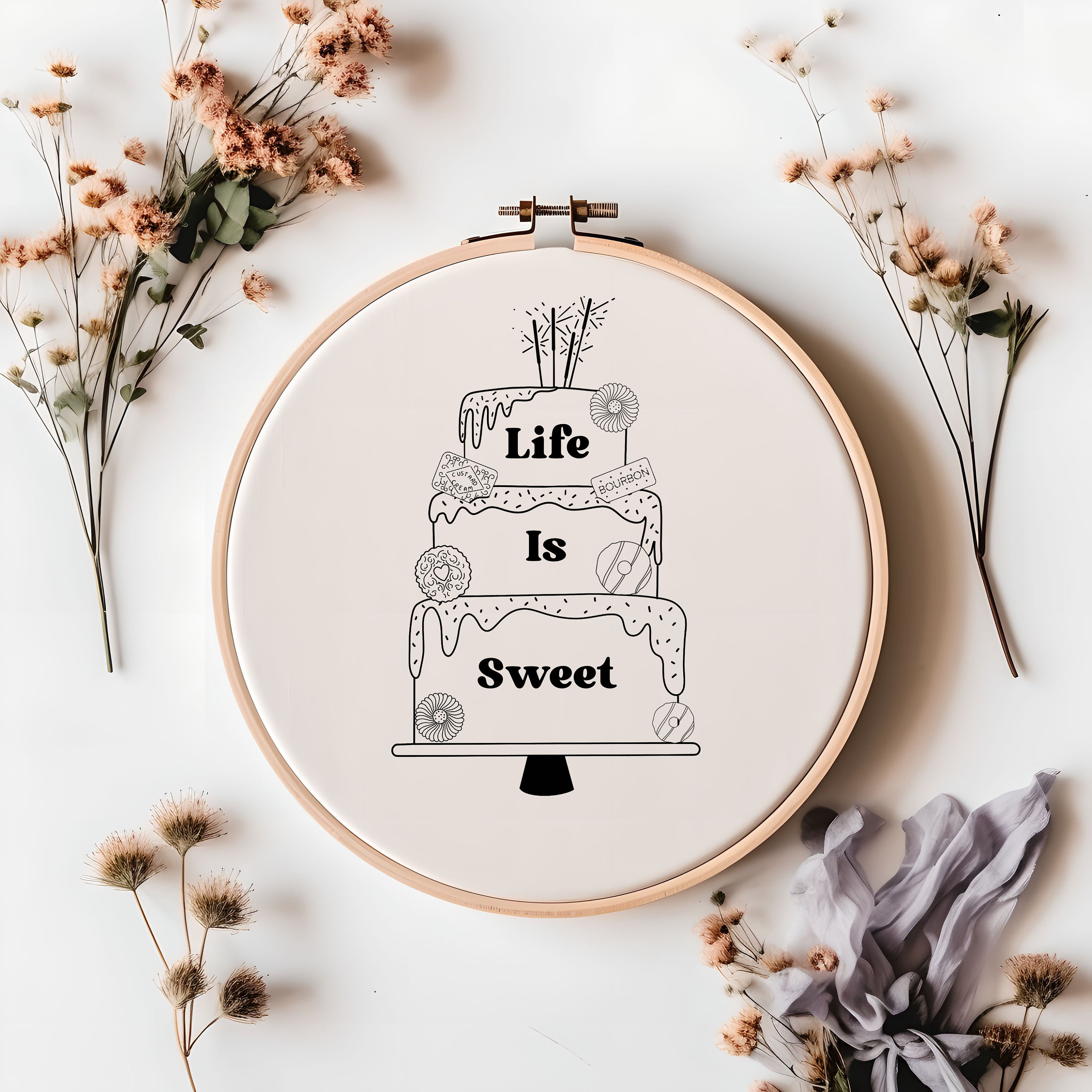 Life is Sweet, Hand Embroidery Pattern, PDF Pattern, Embroidery Design ...