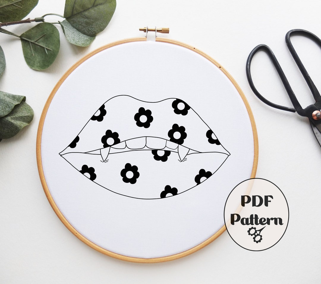 Vampires Kiss, Hand Embroidery Pattern, PDF Pattern, Embroidery Design ...