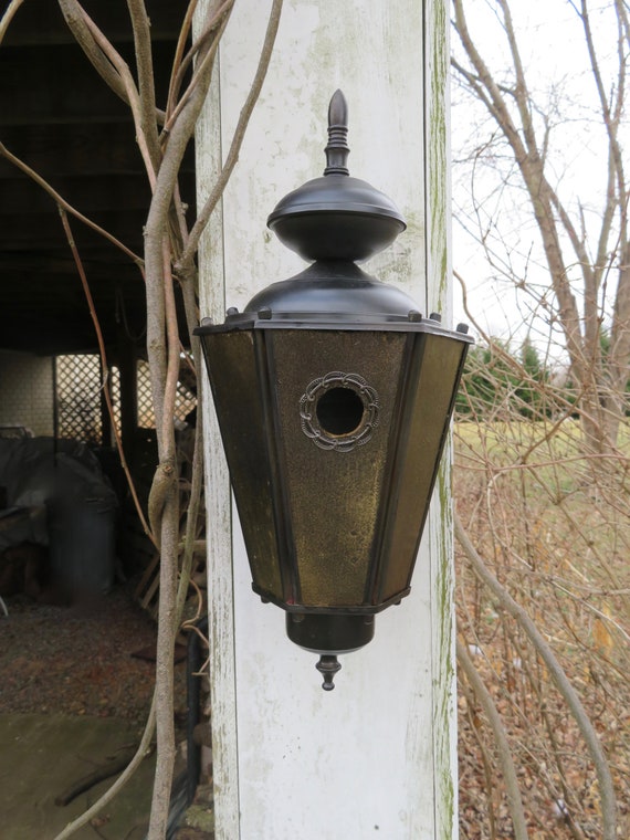 Birdhouse Bird House from a Black Finish Metal Brass Light | Etsy