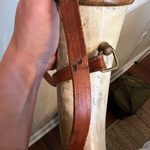 Mid Century Muzzleloader Powder Horn With Brass Valve and Leather Strap ...
