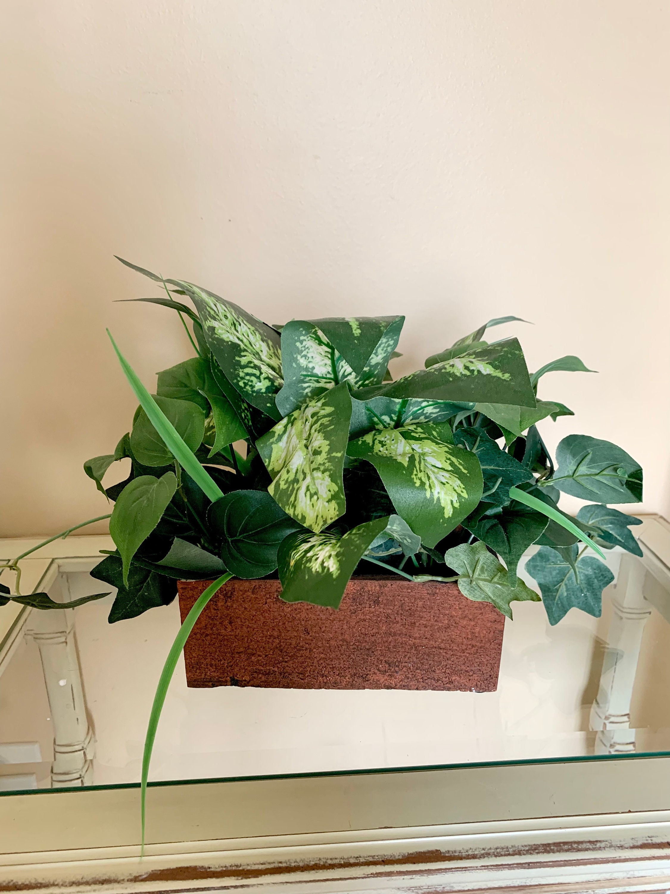 Artificial Pothos Plant in Box Planter Faux Greenery | Etsy