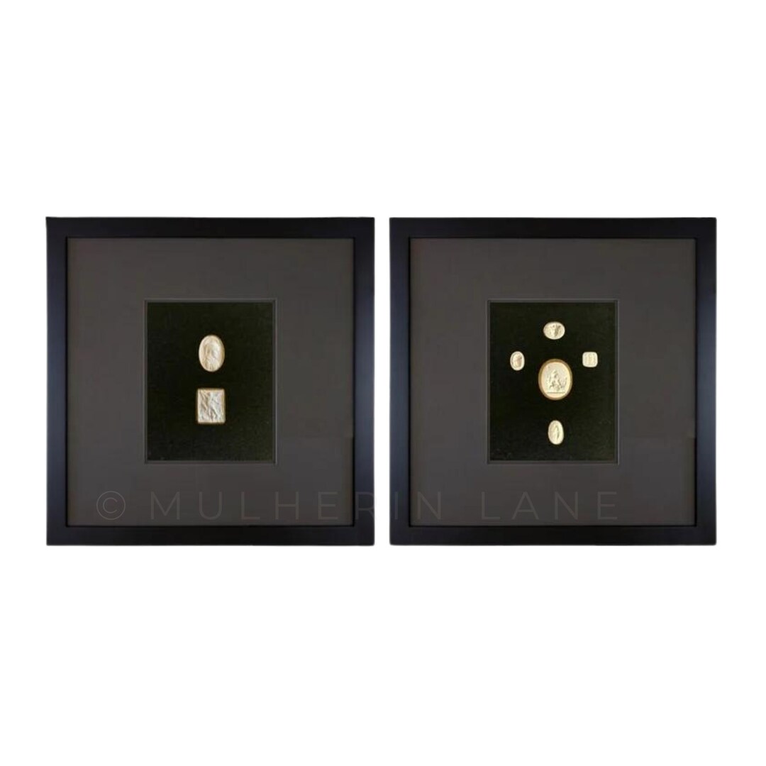 Framed Intaglios on Black Velvet, Custom Intaglio Art in Black Frames ...