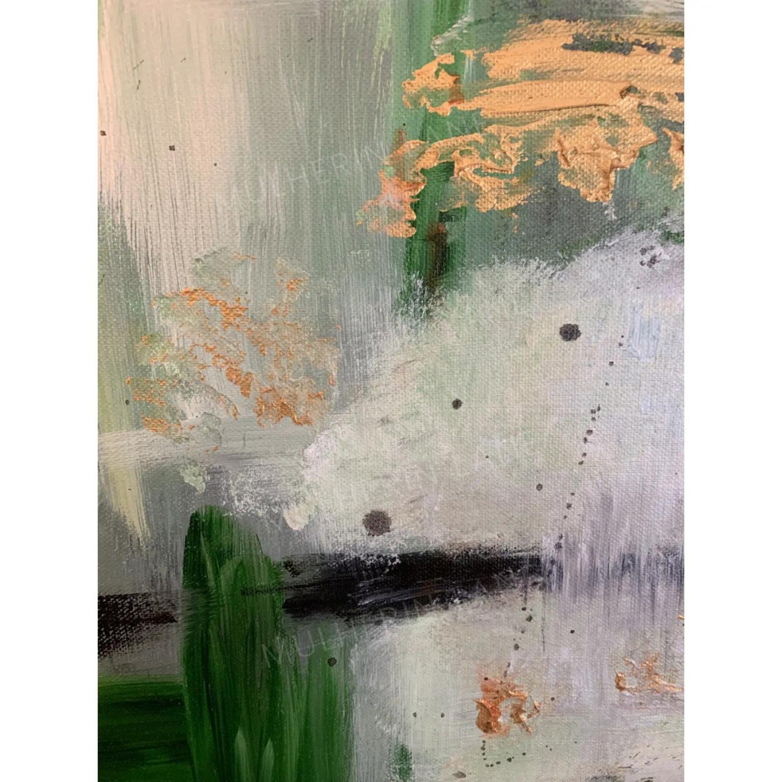 Green and Gold Abstract Wall Art 16x20 Original Painting - Etsy