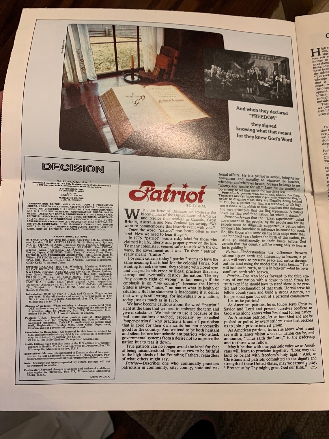 1976 Decision Magazine Billy Graham Bicentennial Newsletter | Etsy