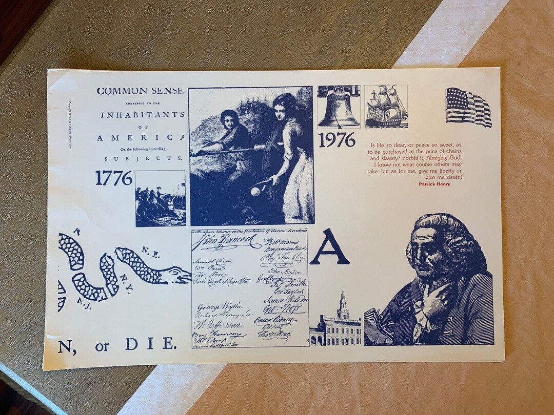 Vintage Bicentennial Pictorial Poster, 1776 American Revolution Theme ...
