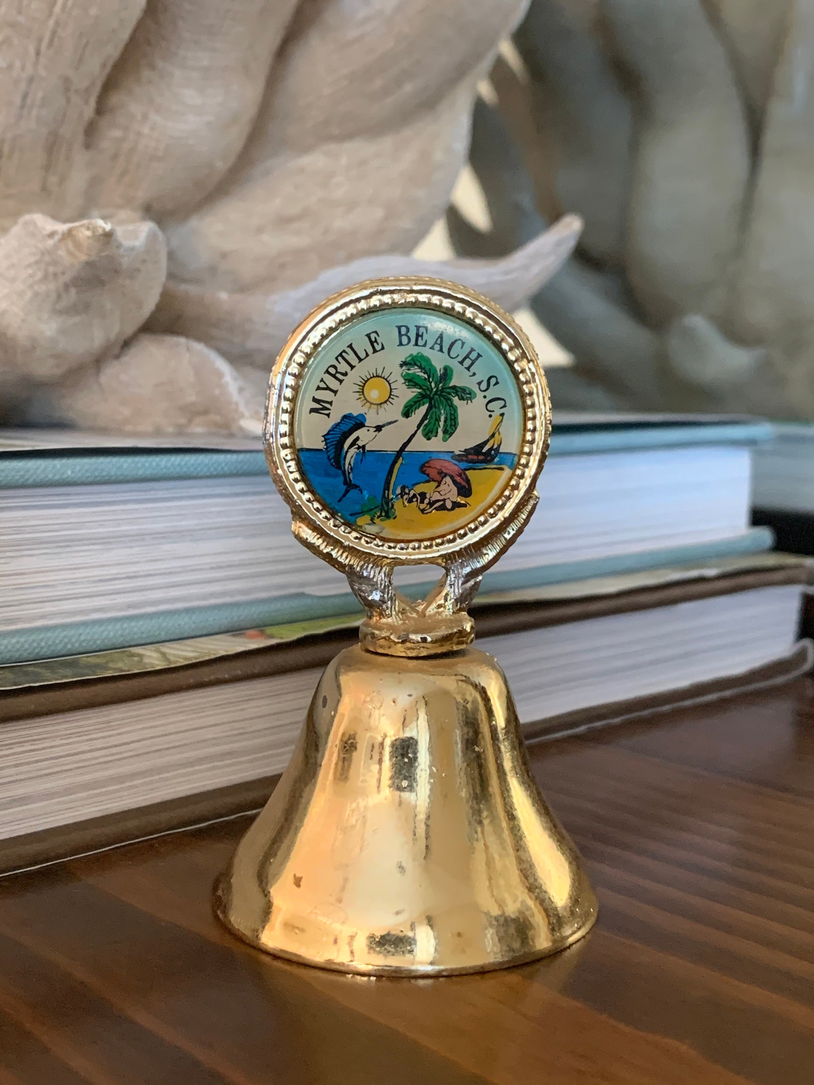 Vintage Souvenir Bell Gold Desk Bell Myrtle Beach South - Etsy