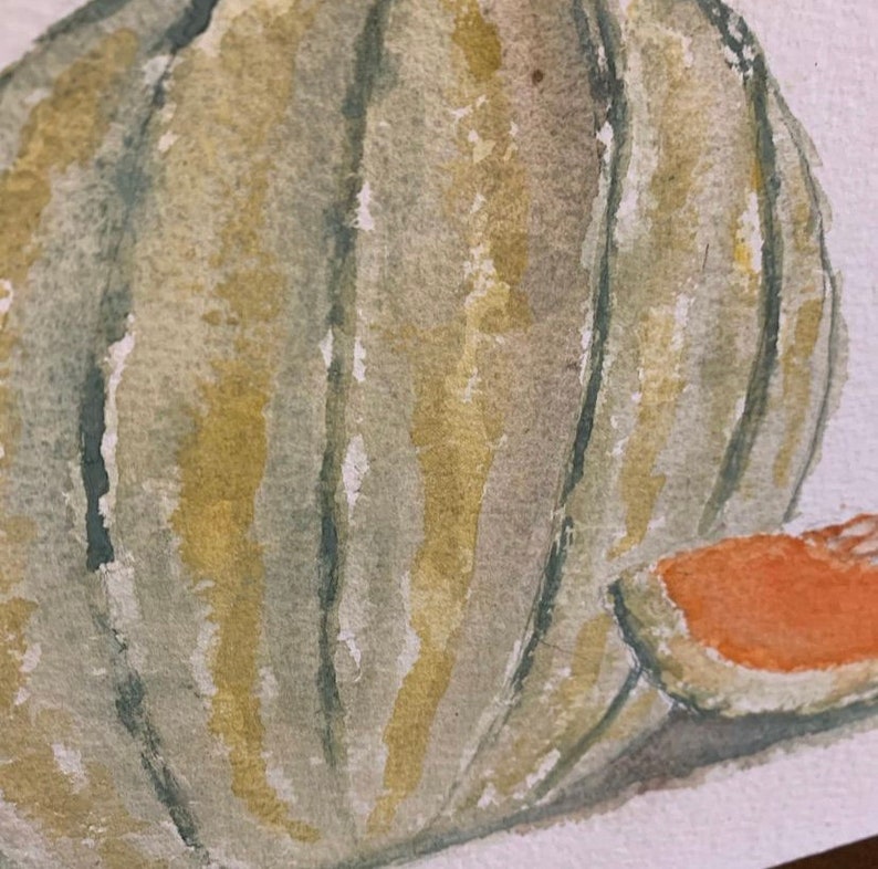 Vintage Watercolor Paintings Two-sided Artwork Melon - Etsy