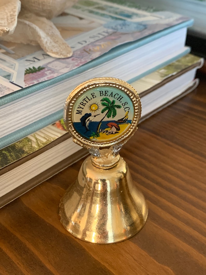 Vintage Souvenir Bell Gold Desk Bell Myrtle Beach South - Etsy