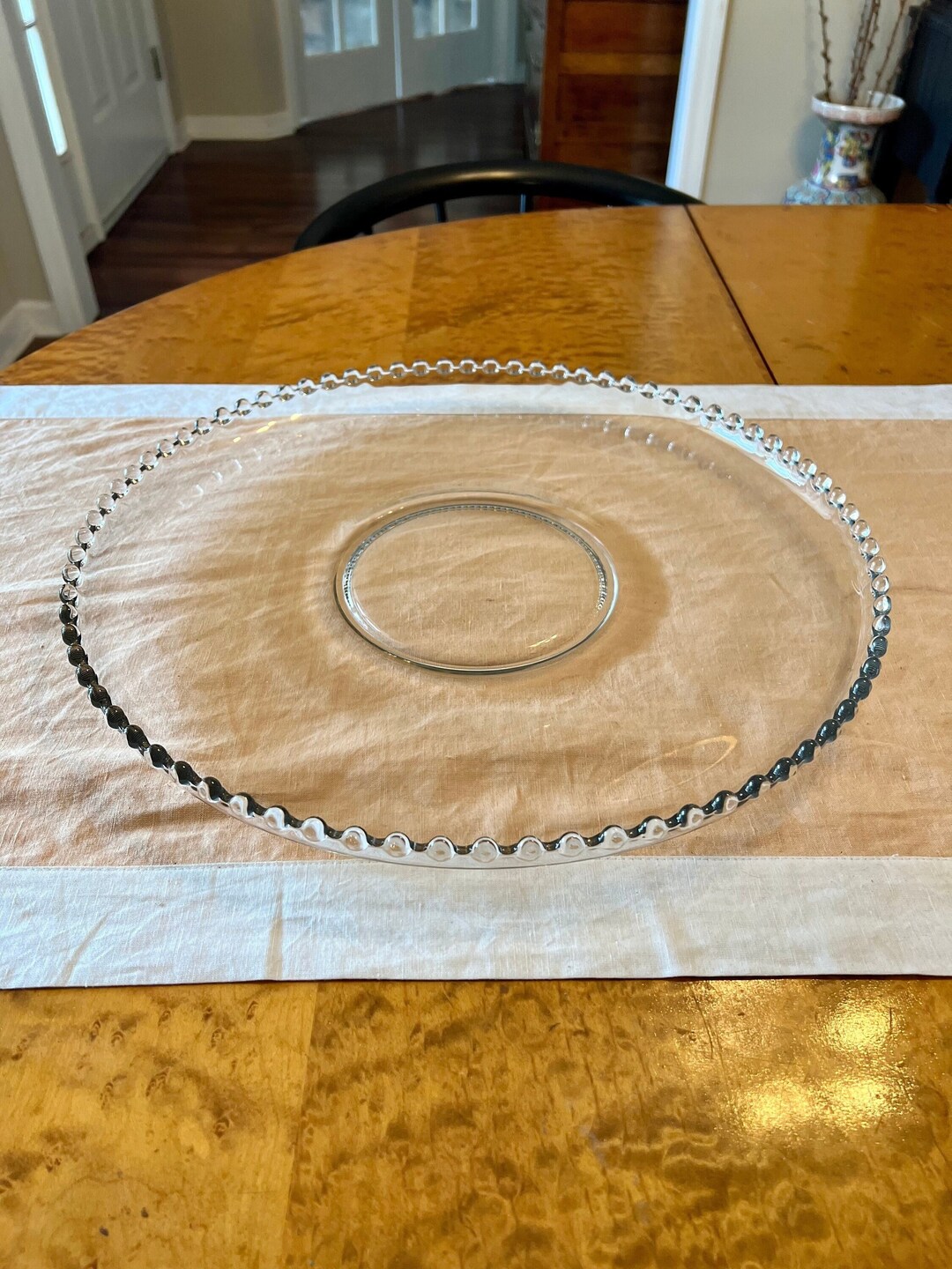 Vintage Large Imperial Glass Candlewick Torte Plate, Beaded Glass ...