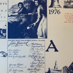 Vintage Bicentennial Pictorial Poster, 1776 American Revolution Theme ...