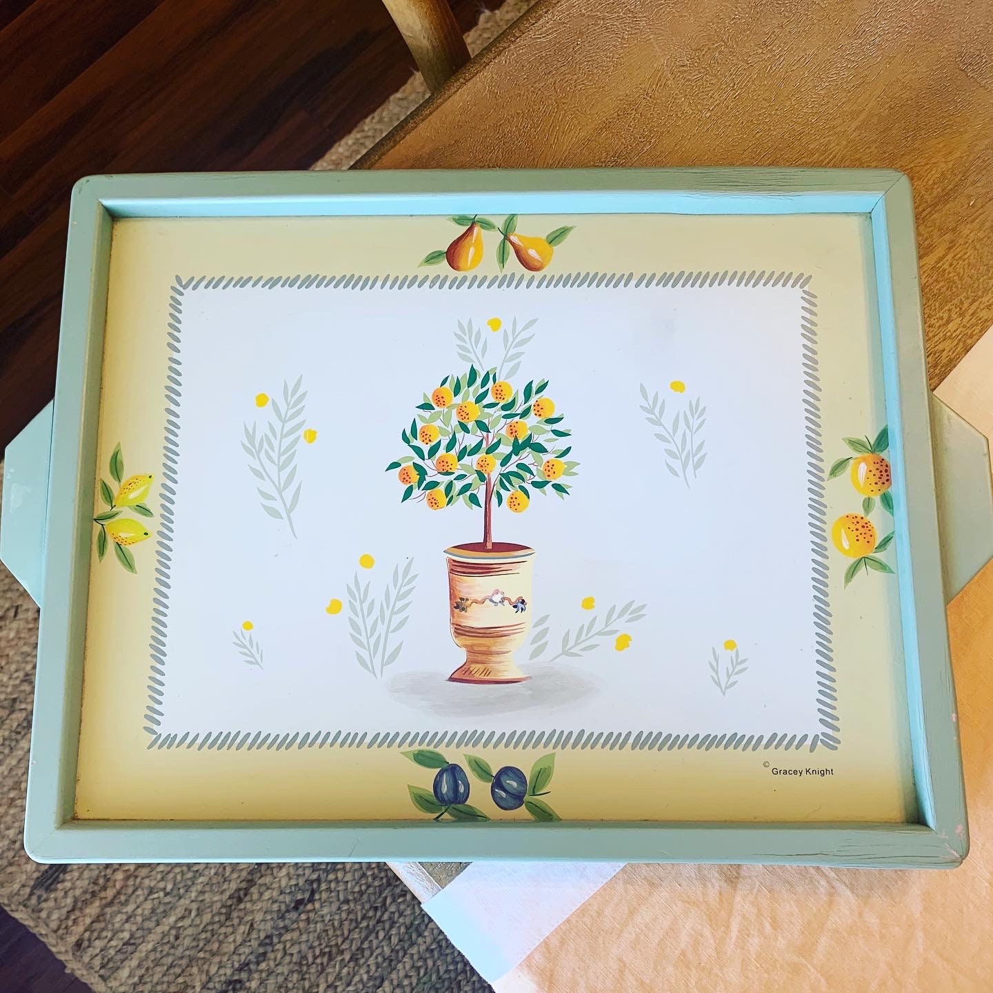 Vintage Topiary Serving Tray Gracey Knight for Sakura Wooden - Etsy