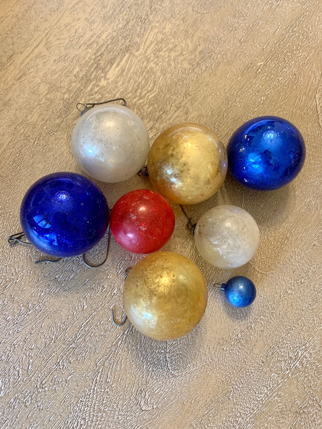 Vintage Shiny Brite Ornaments, Unsilvered WWII Era Glass Ornaments, as ...