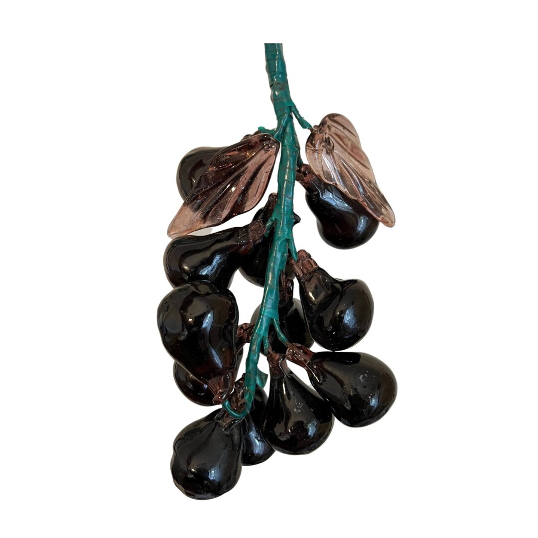 Large Vintage Blown Glass Grapes, Amethyst Art Glass Grape Cluster ...