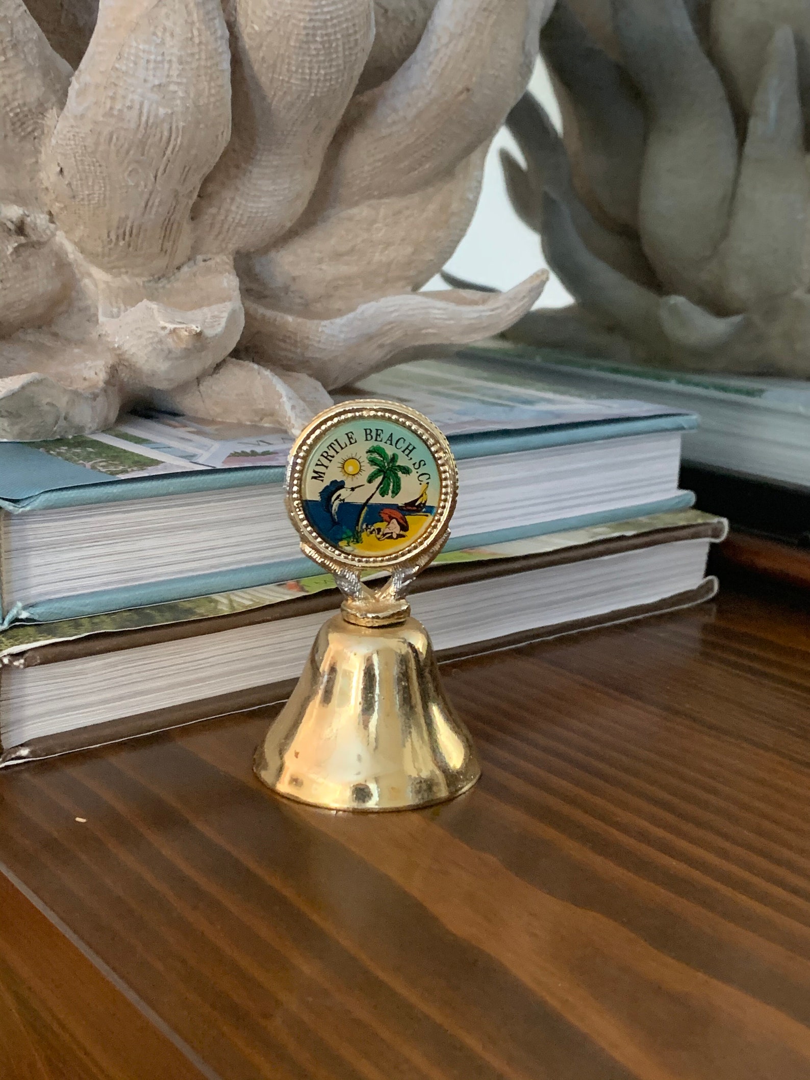 Vintage Souvenir Bell Gold Desk Bell Myrtle Beach South - Etsy