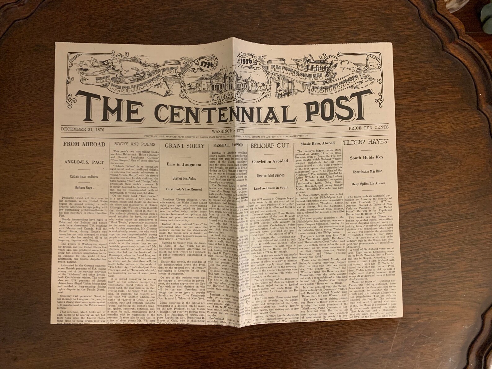 1976 the Centennial Post, Washington Post Smithsonian Newspaper Exhibit ...