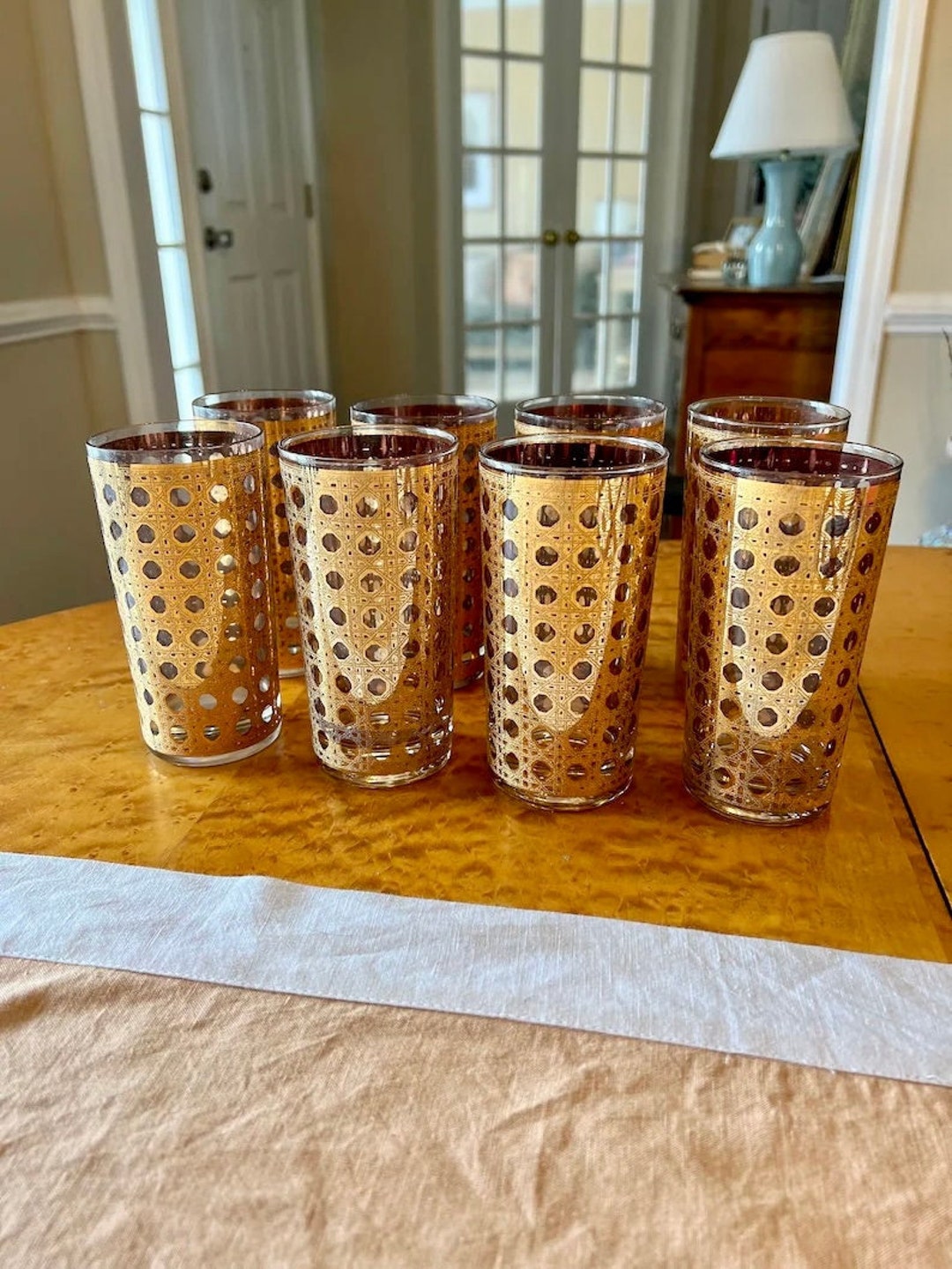 Culver Cannella Glasses, Set of 8 Culver Cannella 22k Gold Cane Tom ...