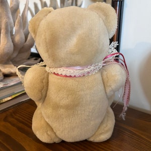 Vintage Jointed Wool Teddy Bear With Lace and Pink Silk Ribbons - Etsy