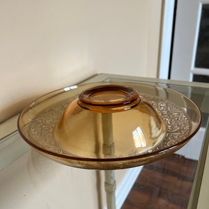 Glass Rolled Edge Bowl With Lotus Etch 889, Depression Glass Console ...