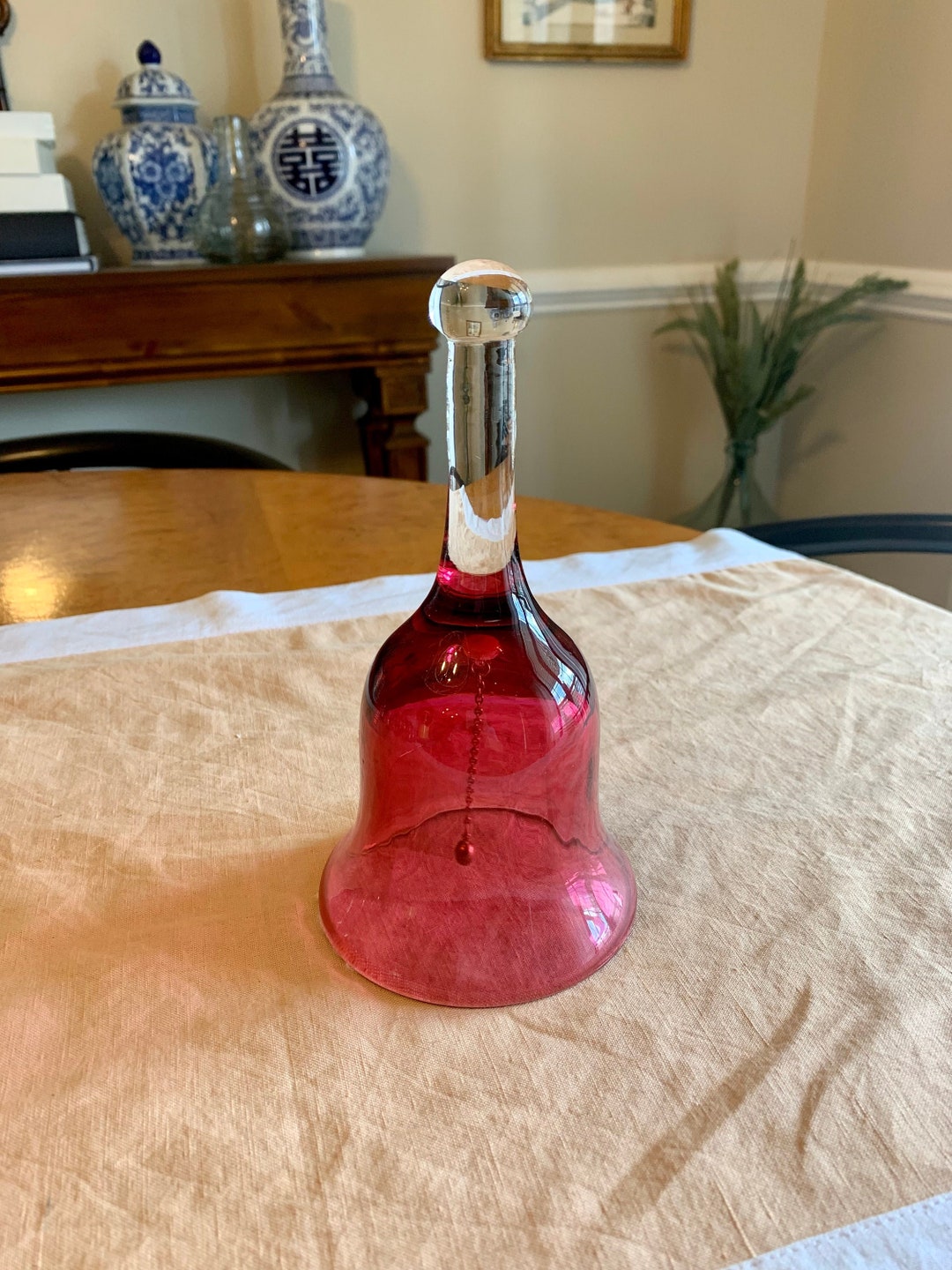 Pilgrim Cranberry Glass Bell, Vintage Art Glass Dinner Bell - Etsy