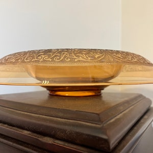 Glass Rolled Edge Bowl With Lotus Etch 889, Depression Glass Console ...