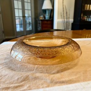 Glass Rolled Edge Bowl With Lotus Etch 889, Depression Glass Console ...