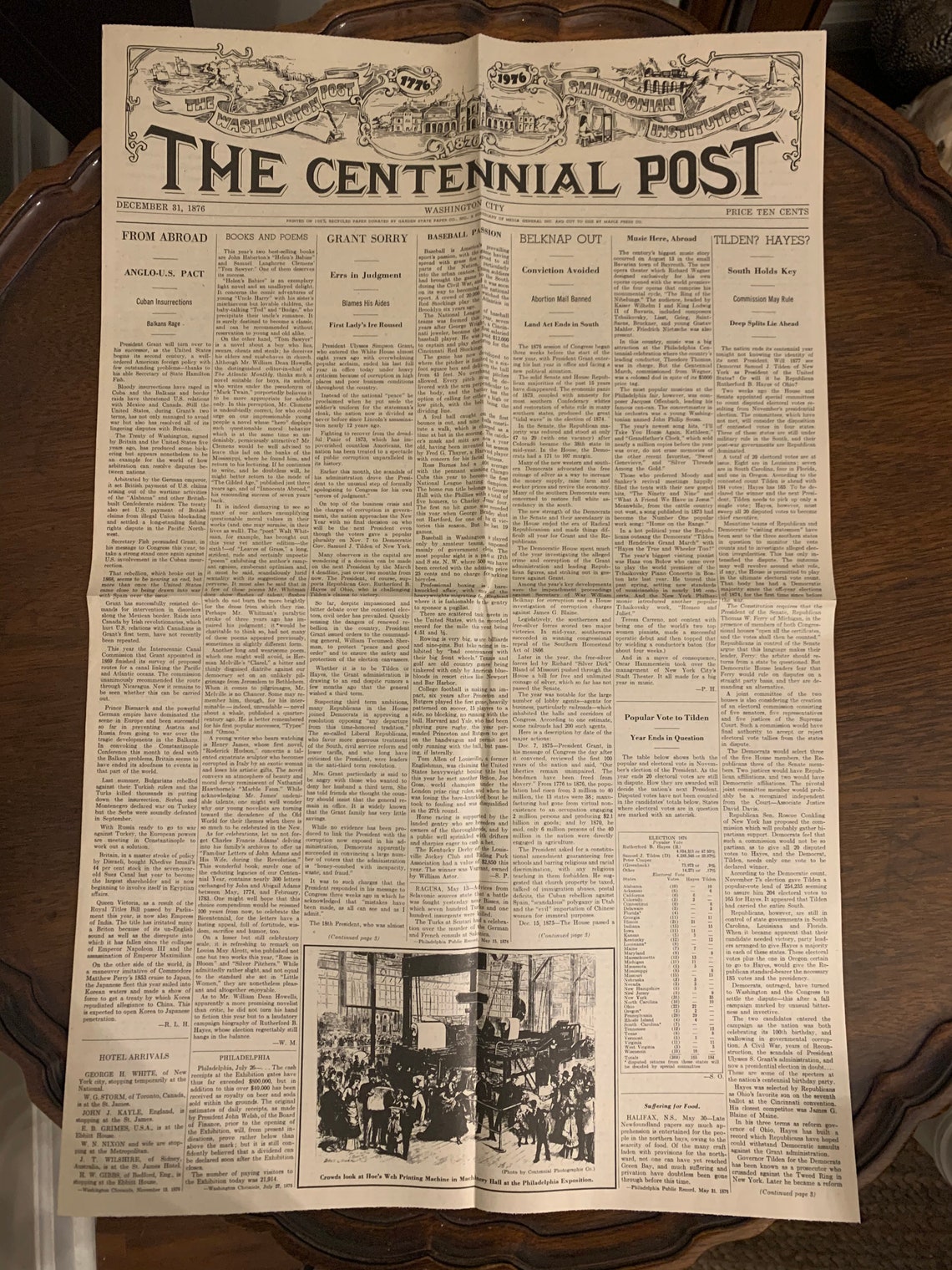 1976 the Centennial Post, Washington Post Smithsonian Newspaper Exhibit ...