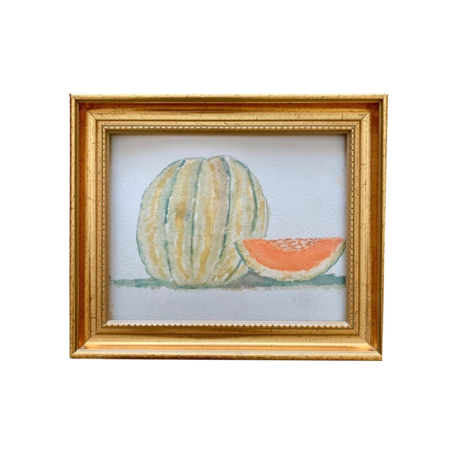 Vintage Watercolor Paintings Two-sided Artwork Melon - Etsy