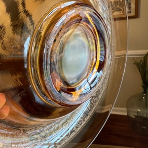 Glass Rolled Edge Bowl With Lotus Etch 889, Depression Glass Console ...