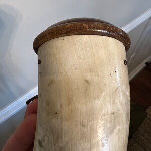 Mid Century Muzzleloader Powder Horn With Brass Valve and Leather Strap ...