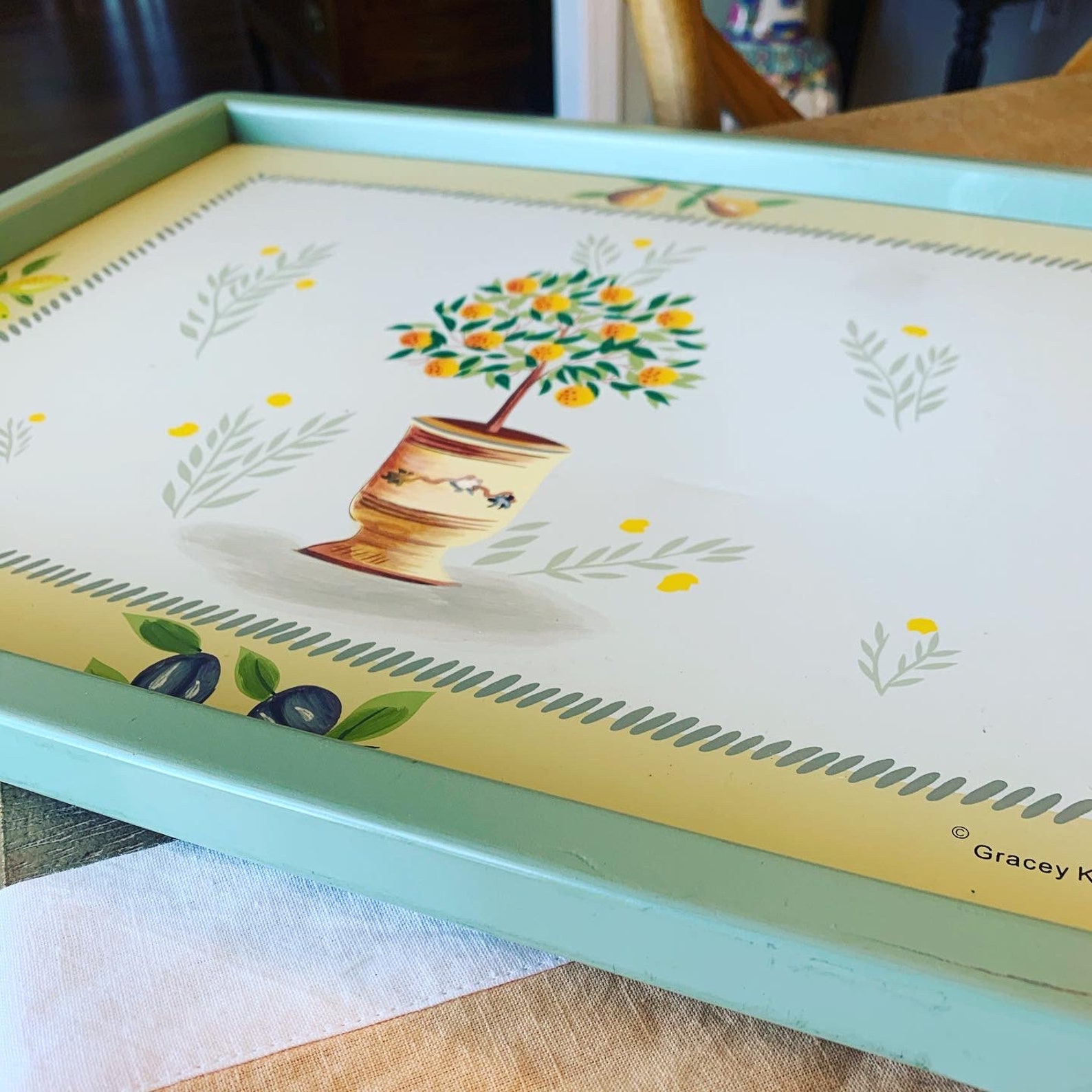 Vintage Topiary Serving Tray Gracey Knight for Sakura Wooden - Etsy