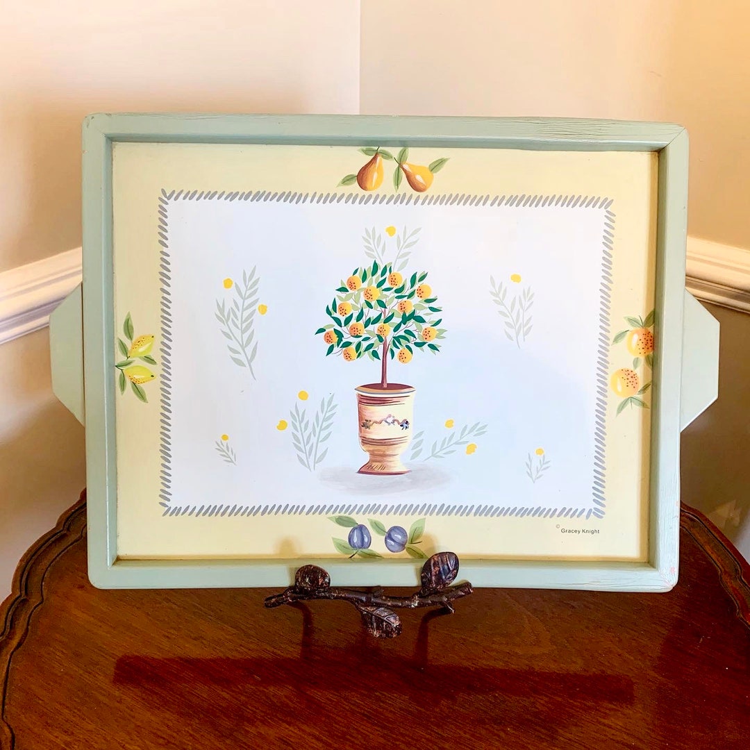 Vintage Topiary Serving Tray, Gracey Knight for Sakura Wooden Tray - Etsy