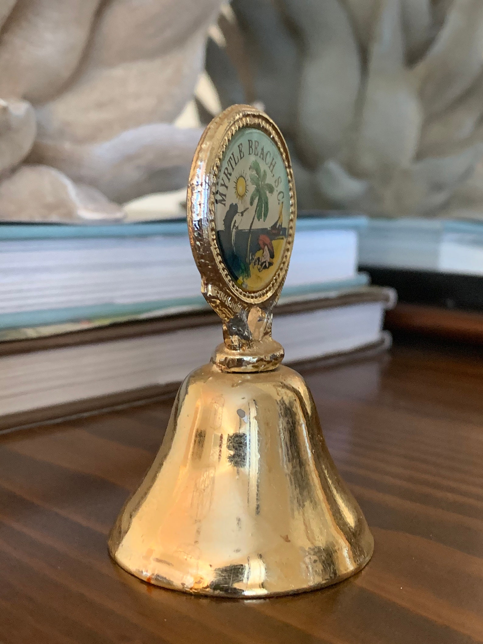 Vintage Souvenir Bell Gold Desk Bell Myrtle Beach South - Etsy