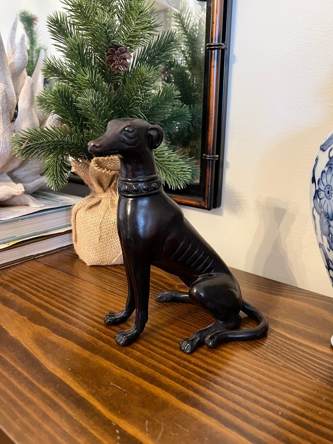 Antique Bronze Greyhound Sculpture, Cold Cast Whippet Statue - Etsy