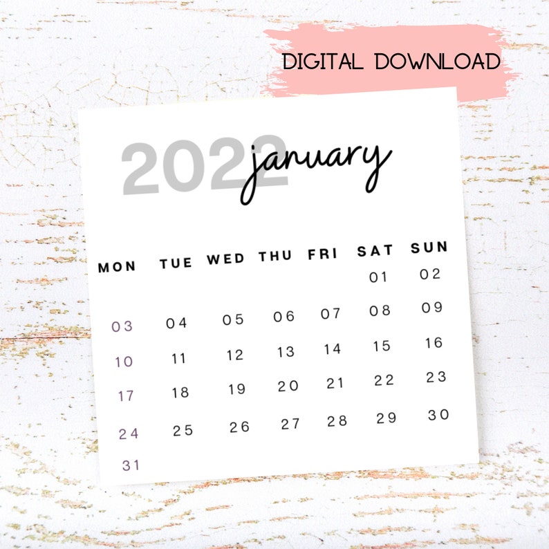 Printable mini calendar 2022 - performanceress