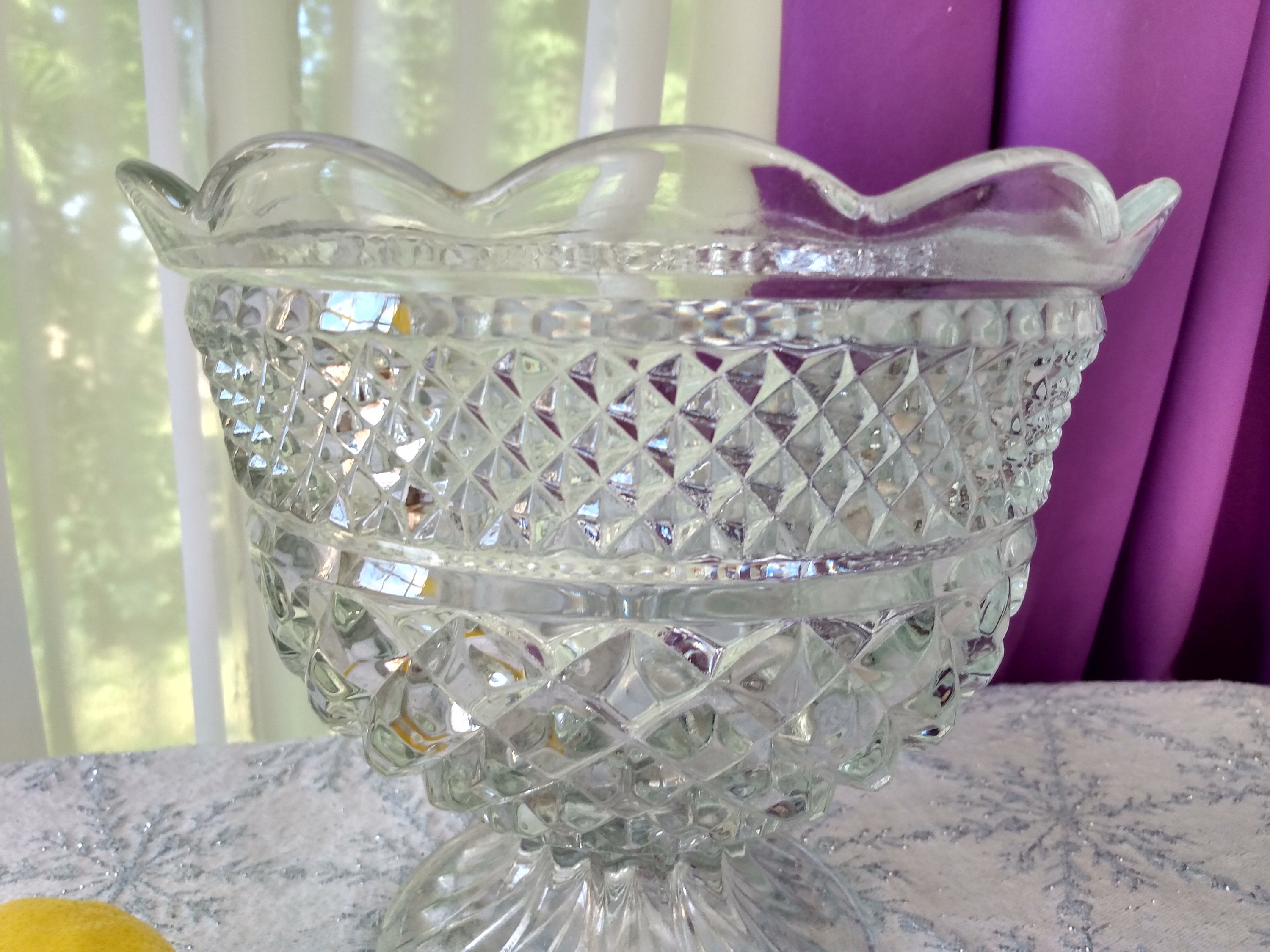 Home & Living Large Wexford Footed Bowl Anchor Hocking Centerpiece ...