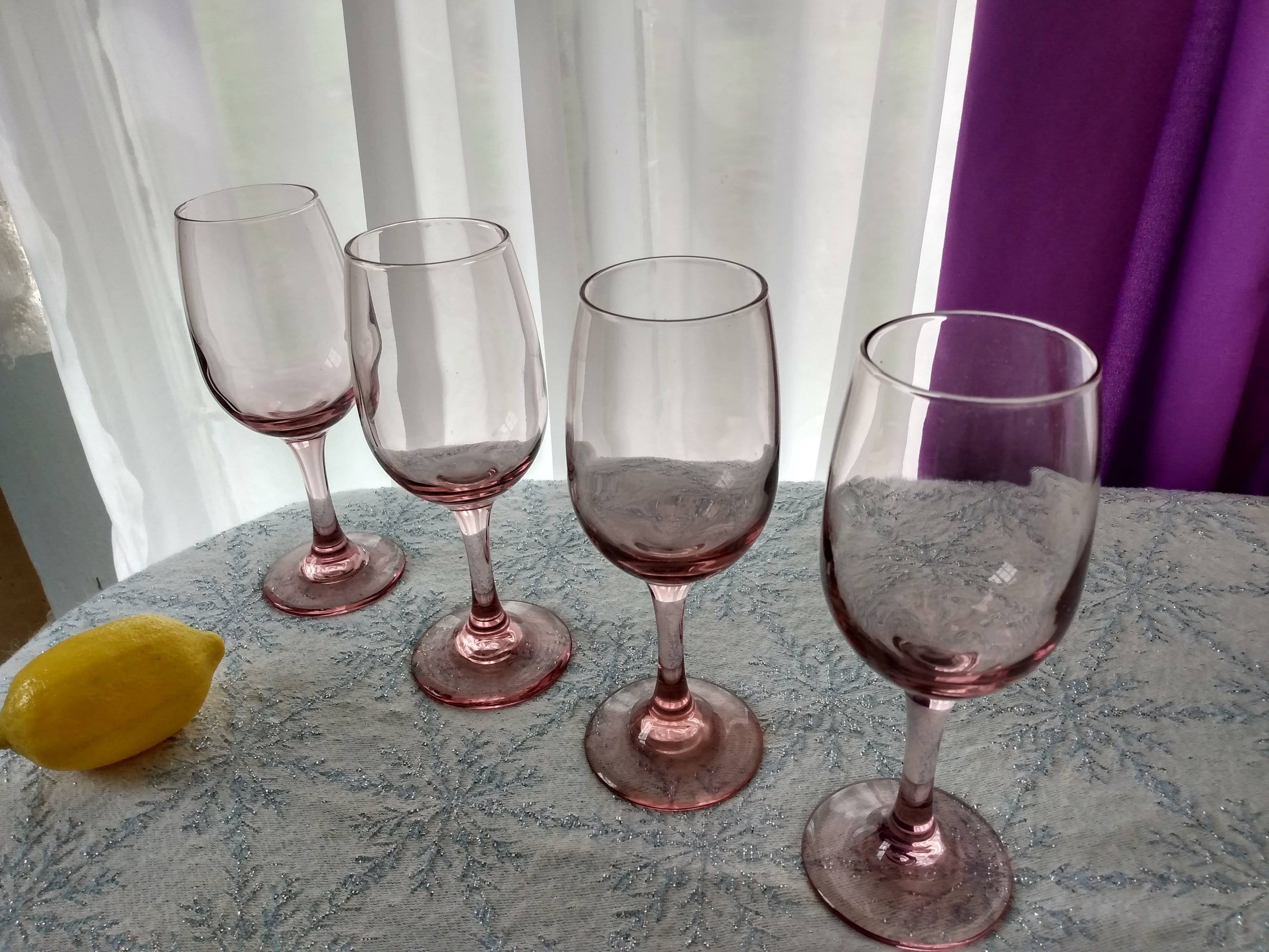 Libbey Premiere Blush Pink Wine Glasses Set Of 4 Stemware Retro 80s Dining Rose Pink Vintage