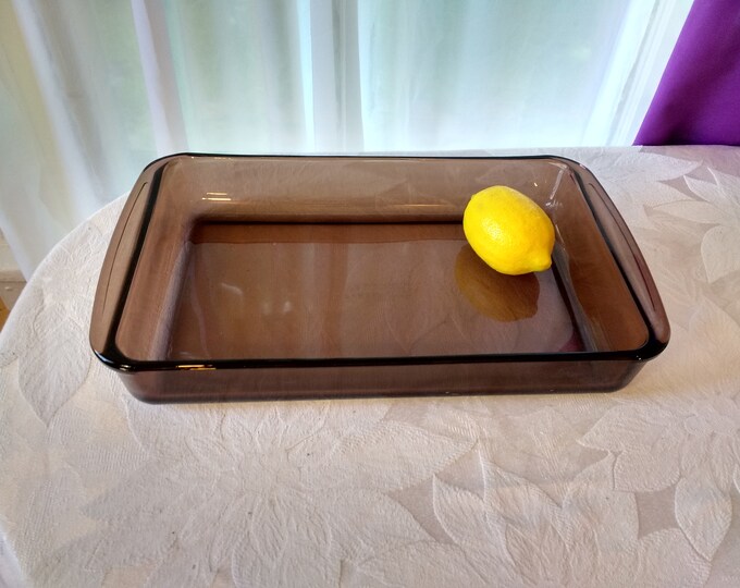 Pyrex Visions Fireside Brown Glass Rectangle Casserole Dish 232 13 X 7. ...