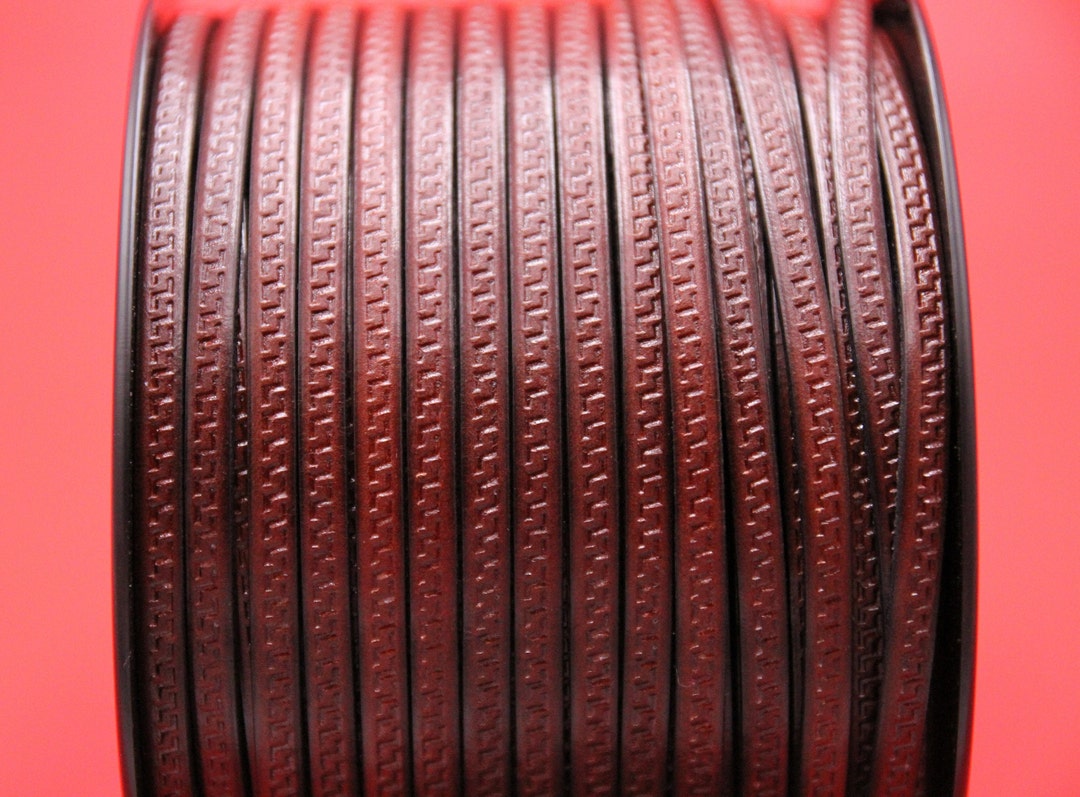 MADE in EUROPE 24'' Flat 5mm Engraved Leather Cord, 5mm Flat Greek Key ...