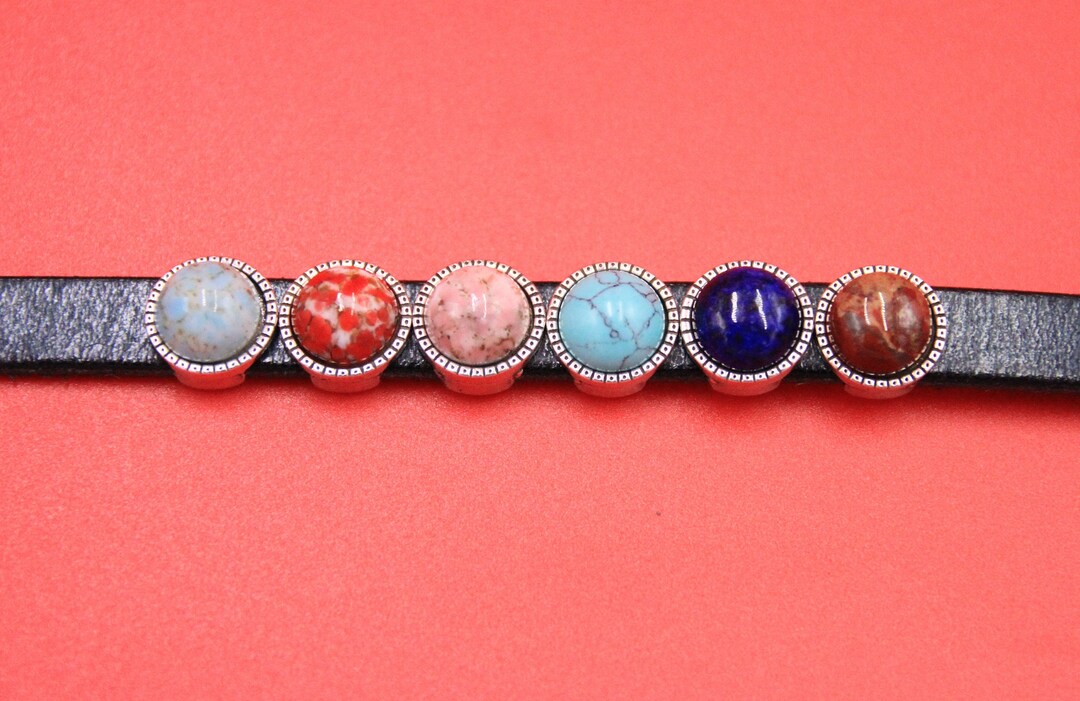 Fs0578>>made IN EUROPE 2 Round Sliders With Cabochon, 10mm Flat Cord ...