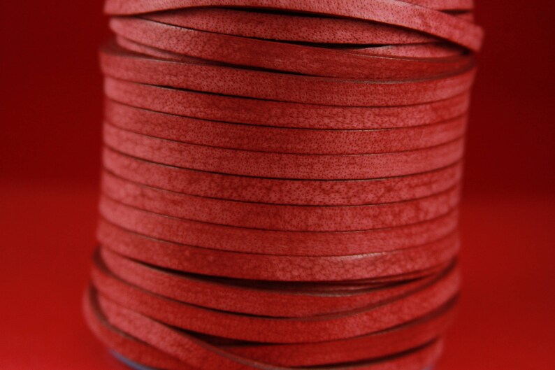 MADE IN SPAIN 1 Yard Vintage Leather Cord 5mm Red Color - Etsy
