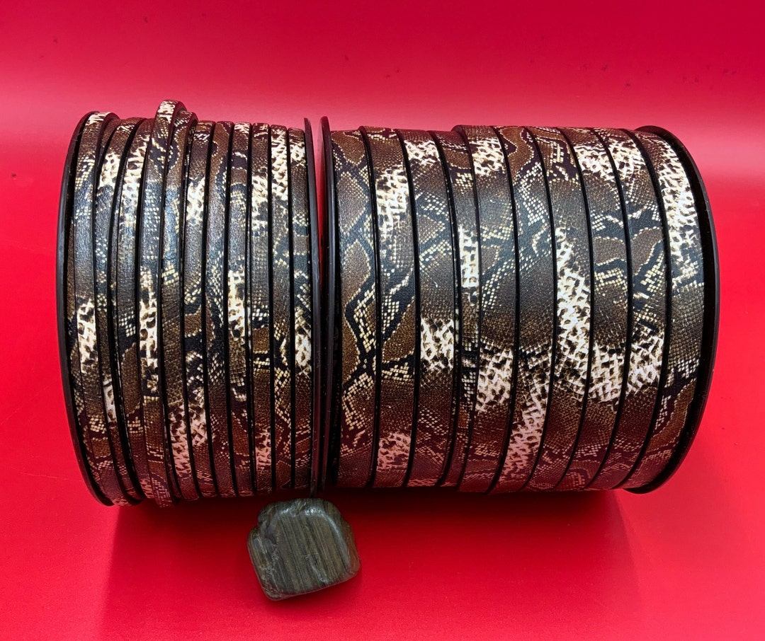 MADE in EUROPE 24'' Python Printed Leather Cord, 5mm or 10mm Flat Multi ...