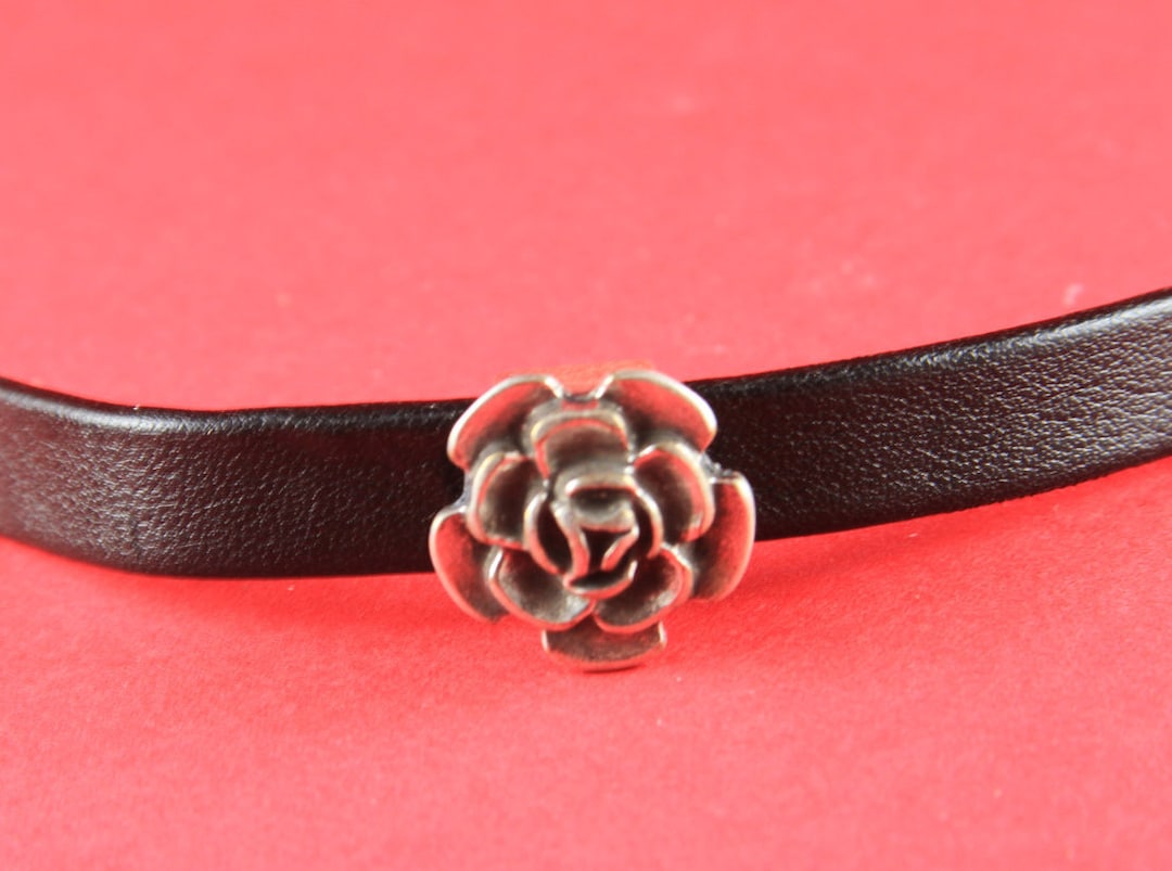 Fs0043>>made IN EUROPE Zamak Flower Slider for Half Round Cord, Zamak Rose Slider, Rose Slider ...